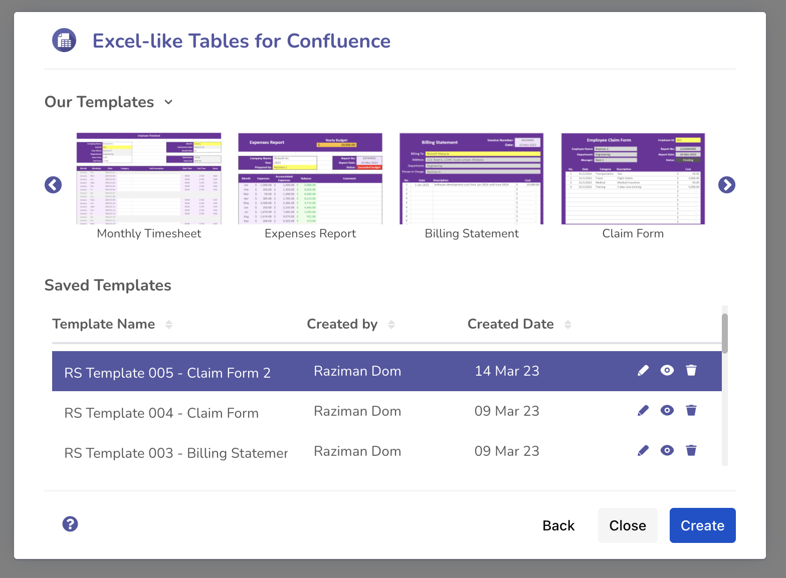 How to create the table macro