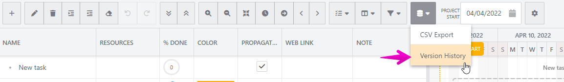 Version history and restore a version