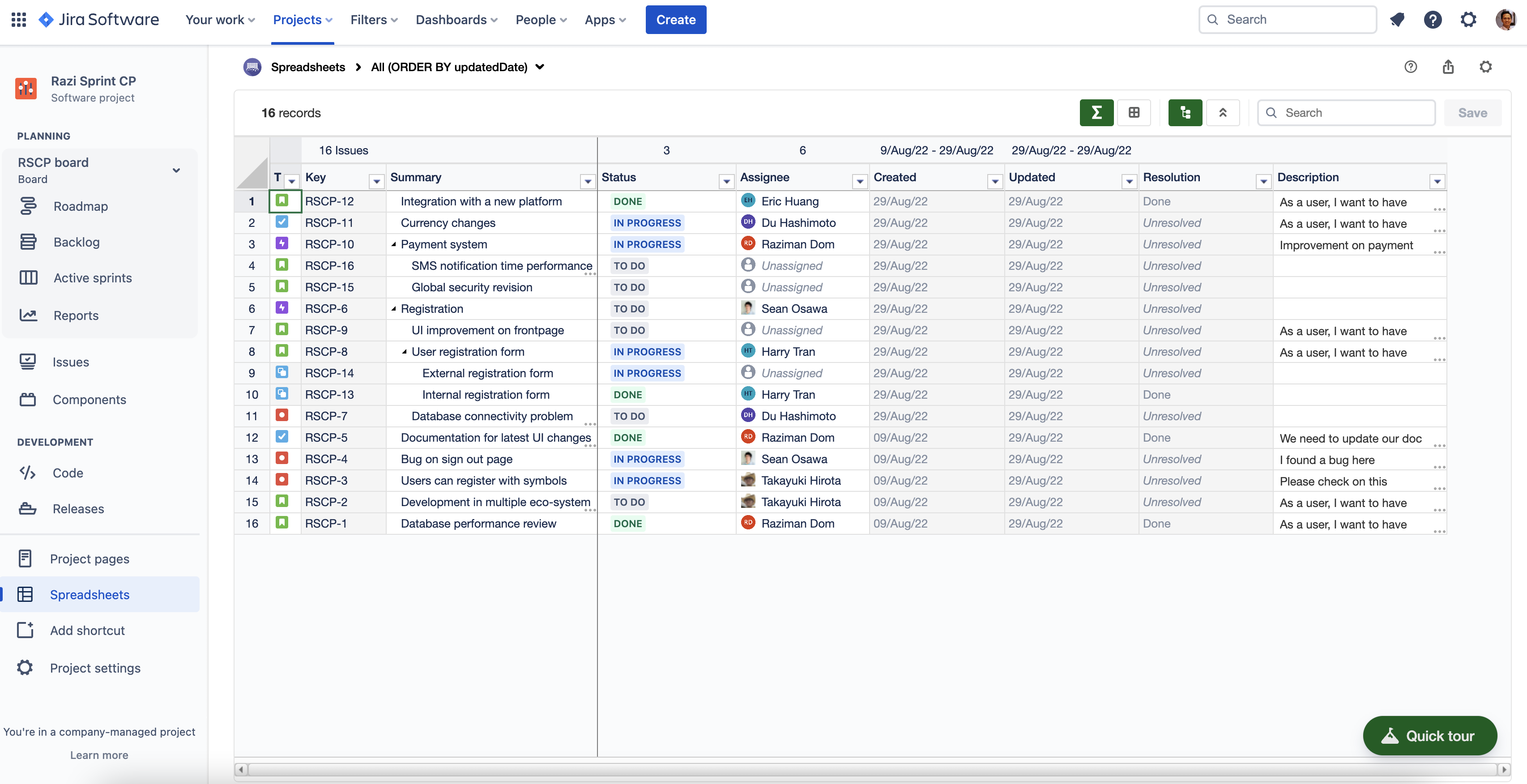 What are the differences between main view with project view?