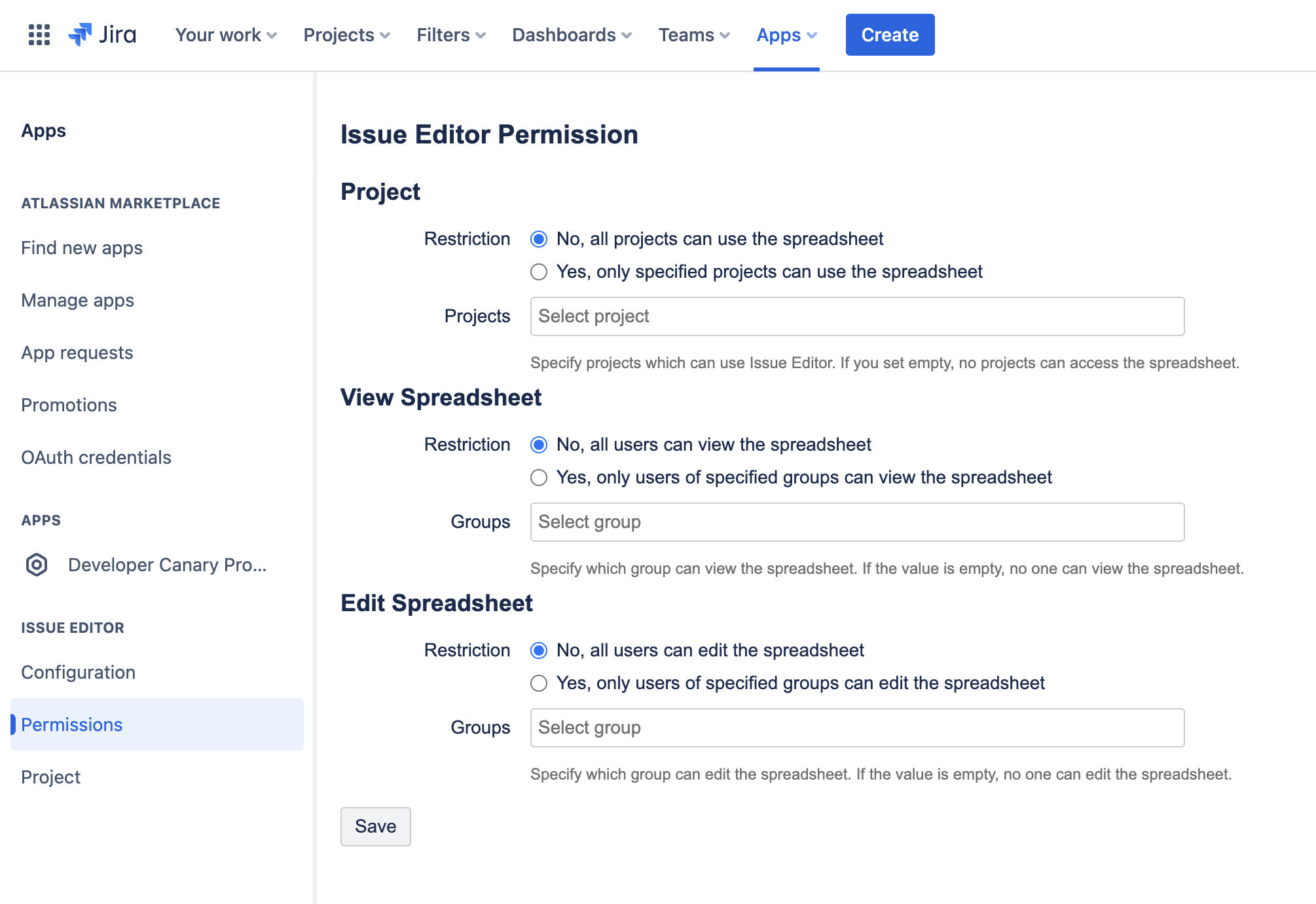 Global Permission Setting 