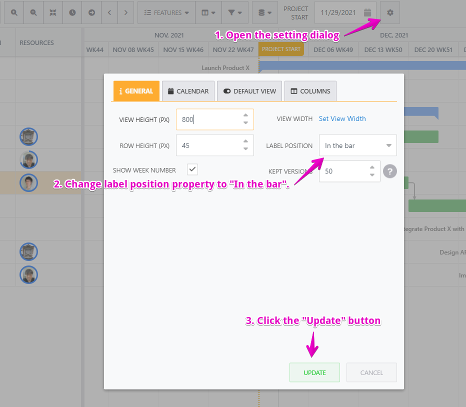 Customize chart label