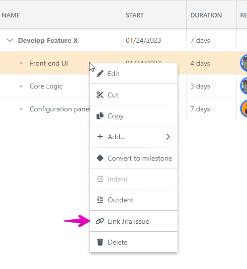 Link tasks to Jira issue to track Jira issue progress