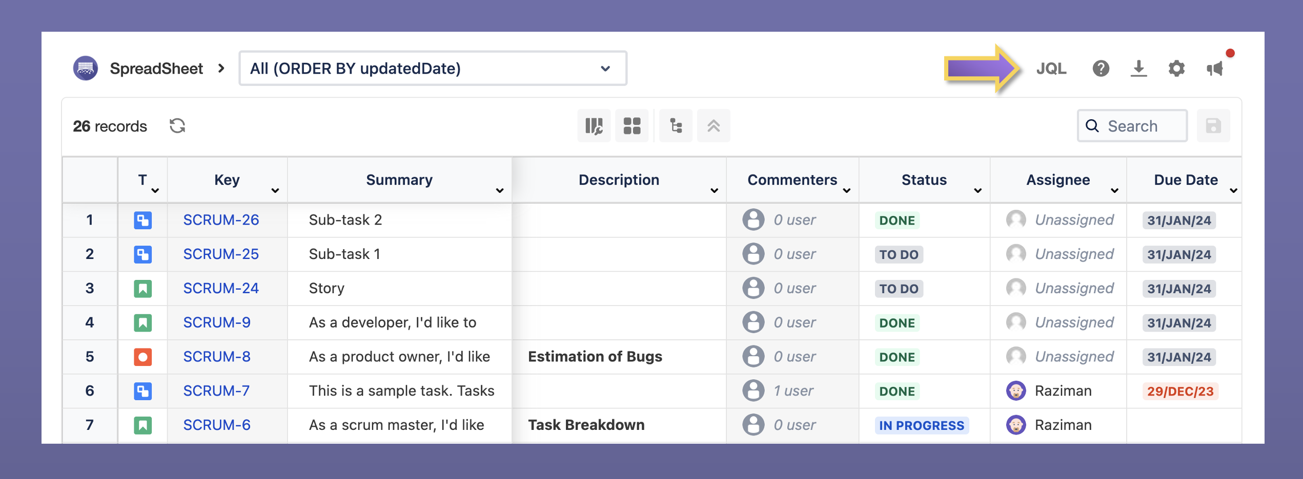 Top Configuration Menu