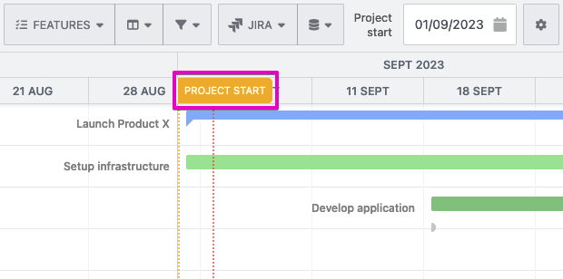 Navigate Gantt chart