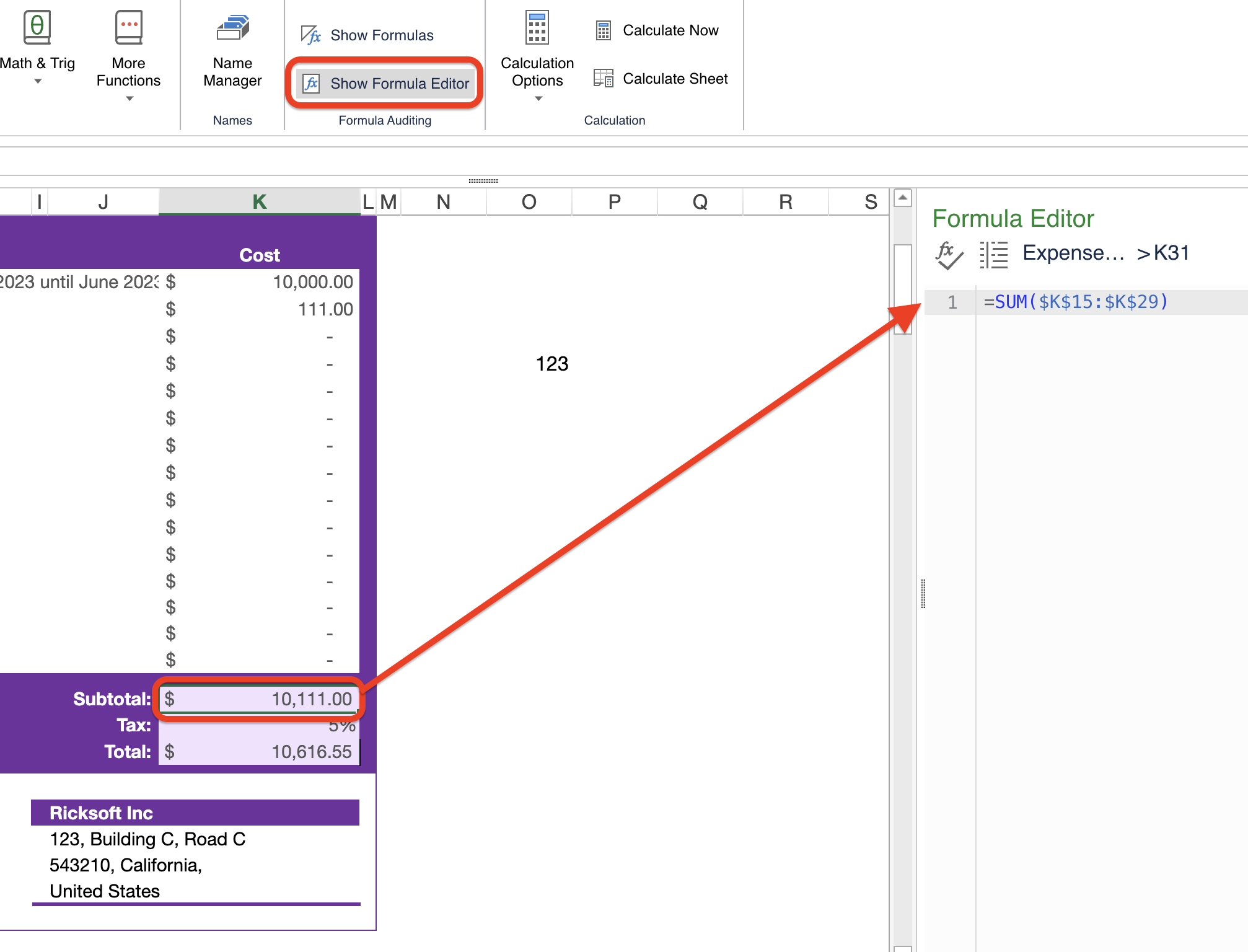 Show Formula and Formula Editor