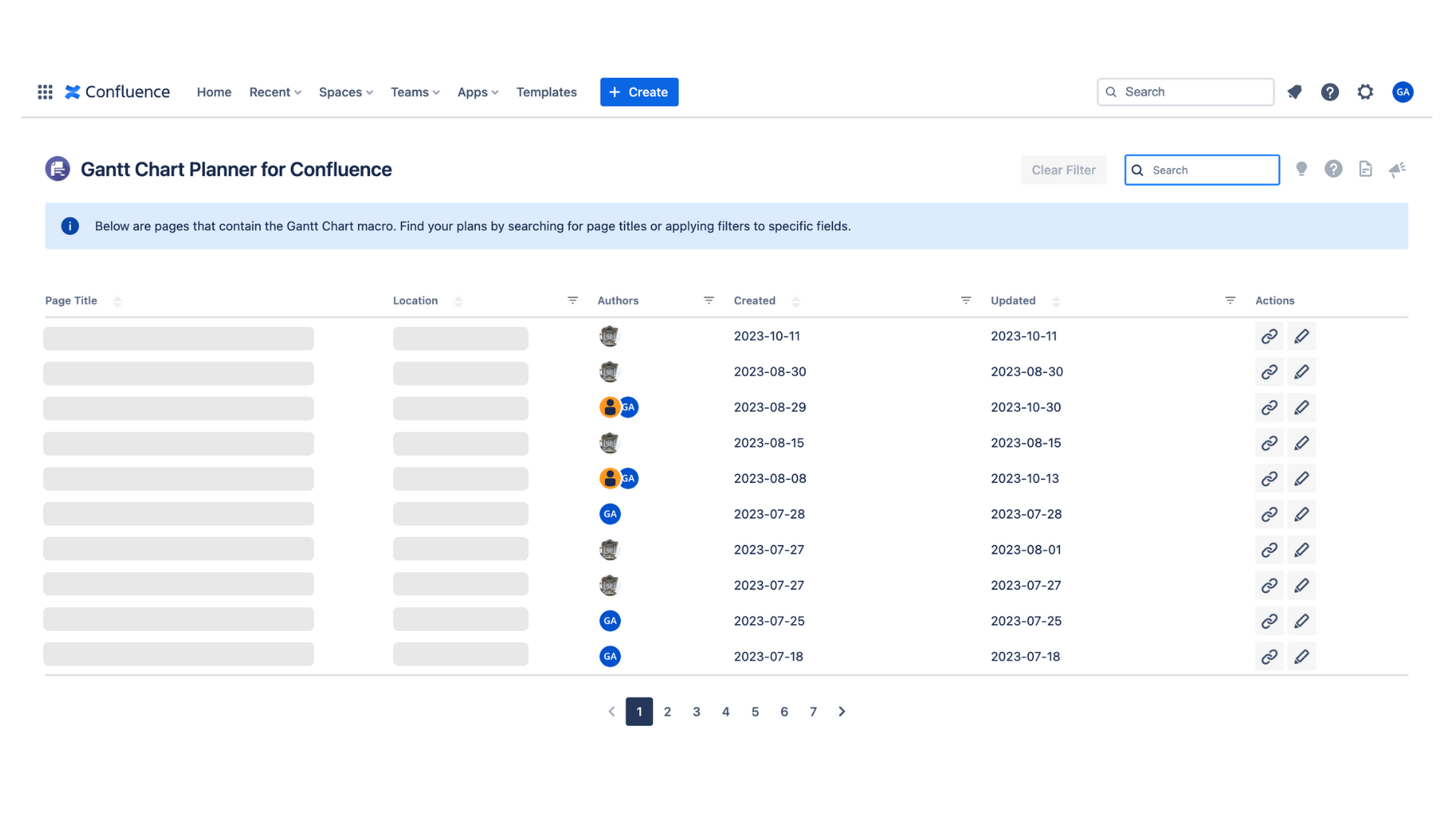 Access Gantt charts from the app homepage