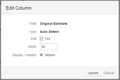 Global column settings