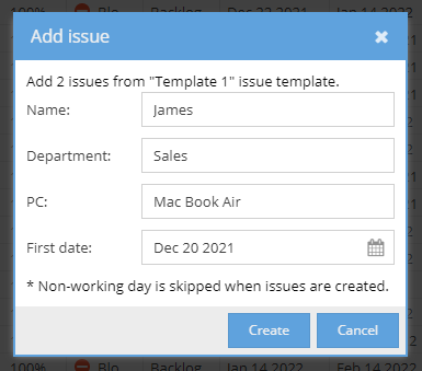 Managing an issue template